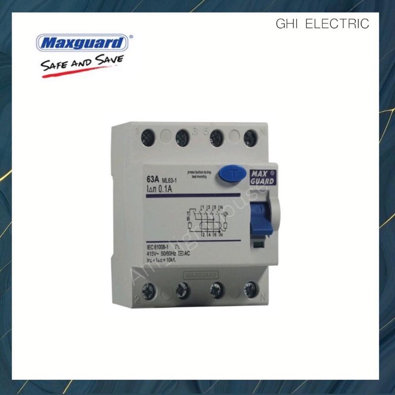 MAXGUARD 40A/63A/100A 4 Pole 100mA RCCB / ELCB | Shopee Malaysia