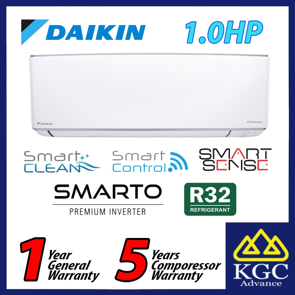 Daikin 1.0HP SMARTO Premium Inverter Air Conditioner FTKH28AV1L ...