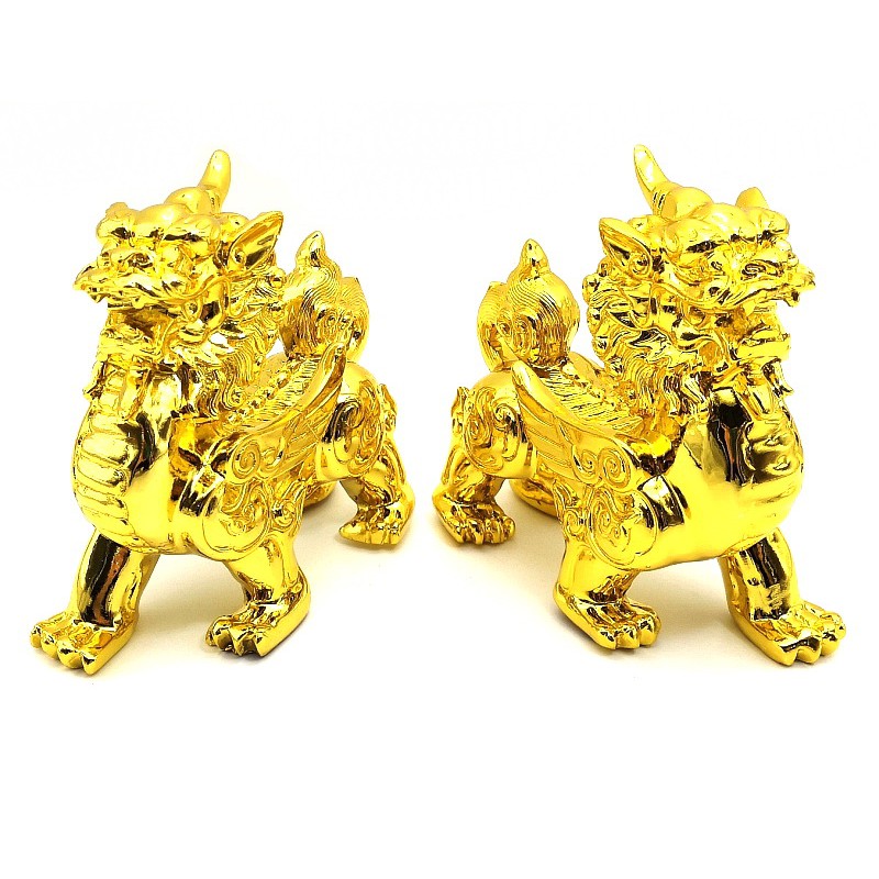 Golden Pair of Feng Shui Piyao - Pi Xiu, Pixiu, Pi Yao, Pi Chiu ...