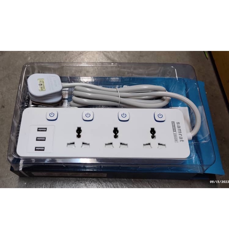 13amp extension 4way trailing socket wire plug top switch sirim ...
