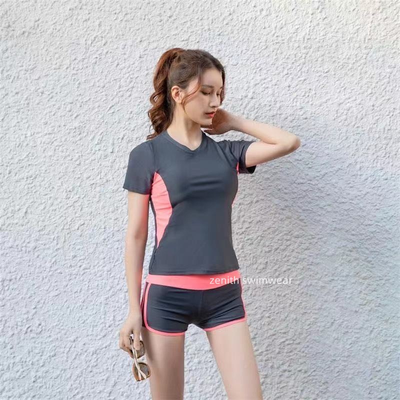 Korea competitive swimming wear 2 pieces set swimwear women short ...