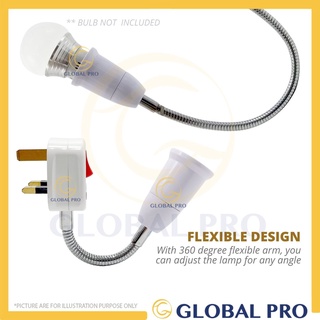 8"/ 15" 13A 3pin Plug Top E27 Light Bulb Lamp Holder Bendable Flexible ...