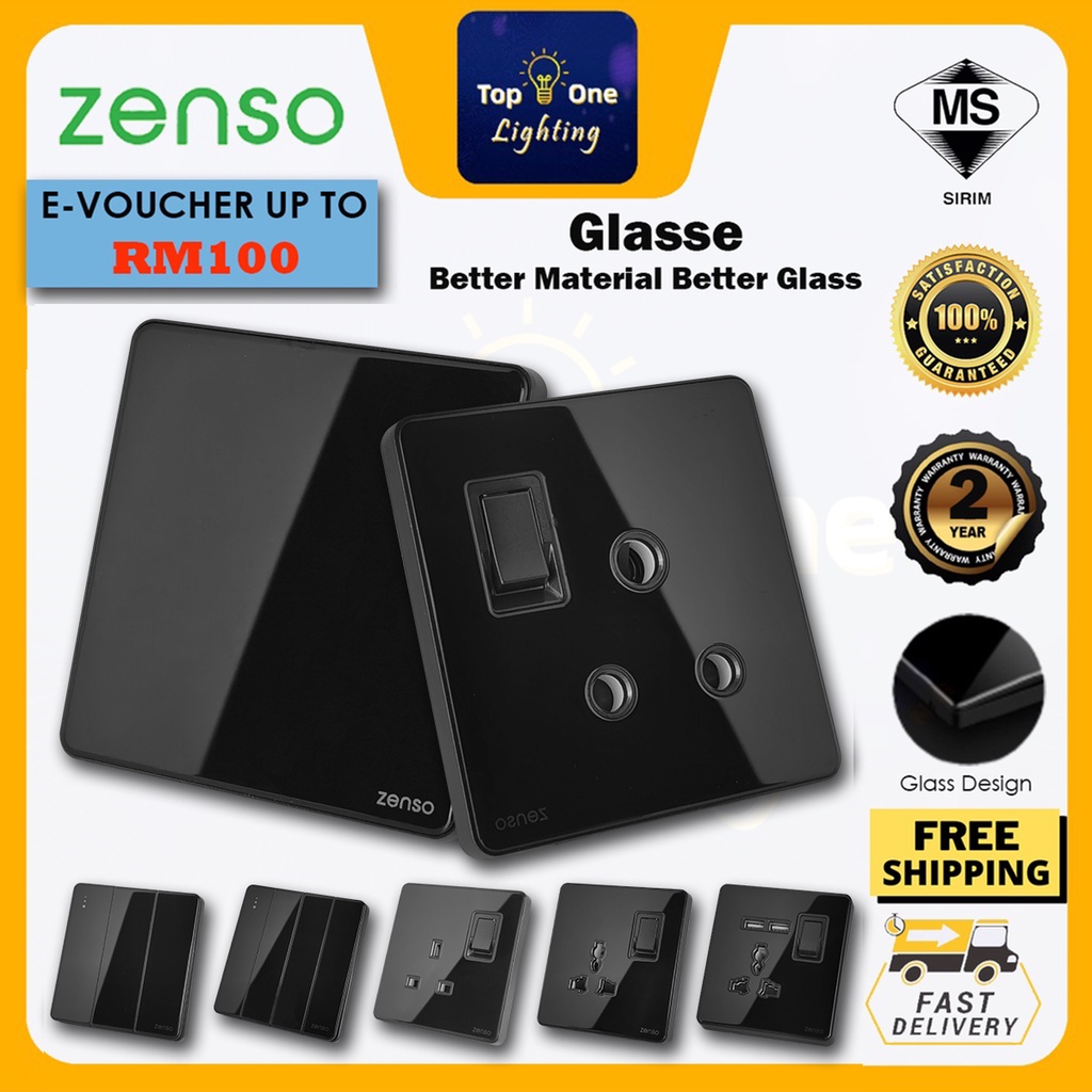 🔥SIRIM🔥 Zenso Glasse Switch Socket LED Neon Modern Design Wall Slim ...