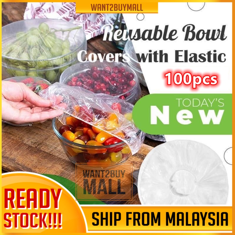 100pcs Food Grade Preservative Film Storage Covers Disposable Plastic ...