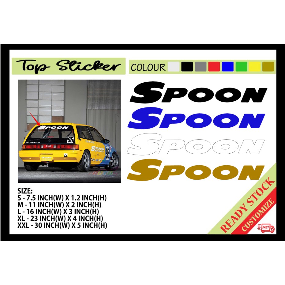 SPOON CAR STICKER MYVI AXIA ALZA BEZZA SAGA EXORA PERSONA VIOS ALTIS ...