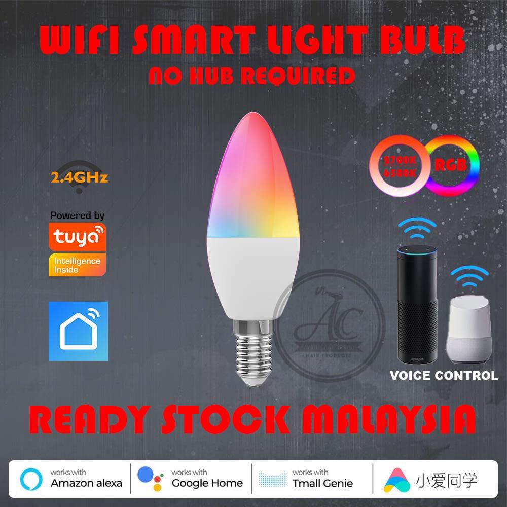Tuya Smart Light Bulb Wifi E14 LED RGB Lamp Work with Alexa/Google Home ...