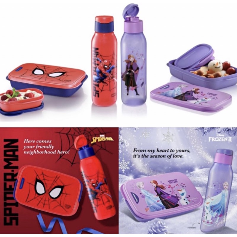 Tupperware Disney Frozen/ Marvel Spider-man Set (Foodie Buddy Lunch Box ...