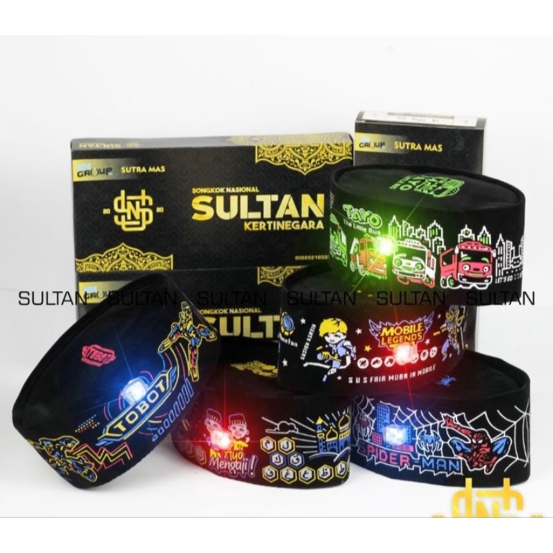 Songkok LED/ Peci LED/ Children's Peci LED characters tayo, tobot ...