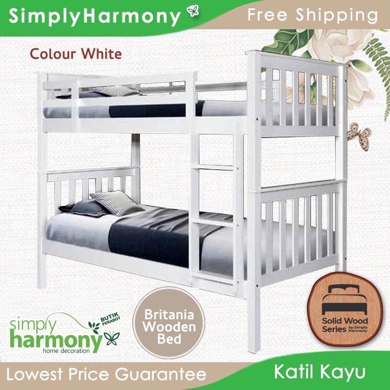 SHSB Britania Double Decker Solid Wood Bed / Solid Wood Bed / Katil ...