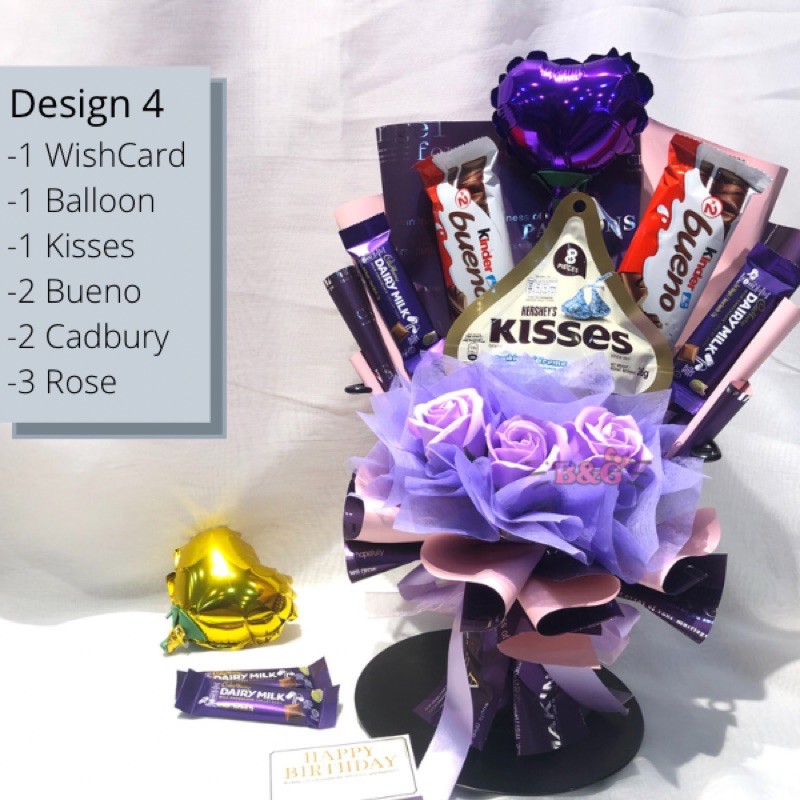 ALL-IN Chocolate Bar Flower Bouquet Birthday Murah Coklat Bunga Kit Kat ...