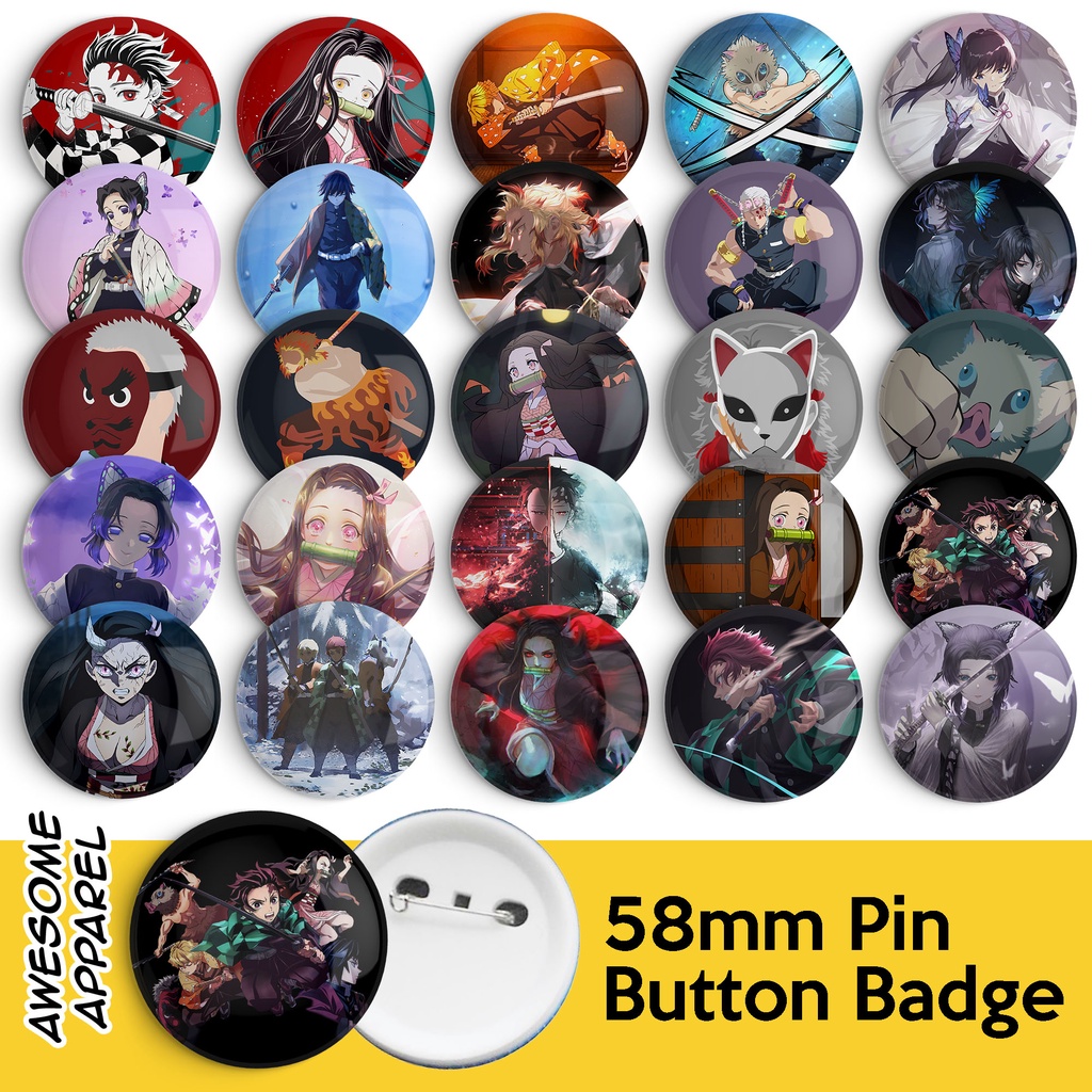 Kimetsu No Yaiba Demon Slayer Anime Designs 58mm 44mm Button Badge with ...