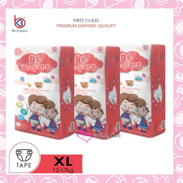 Bb Diapers Premium Tape Diapers Size XL (40pcs x 3 Packs) | Shopee Malaysia