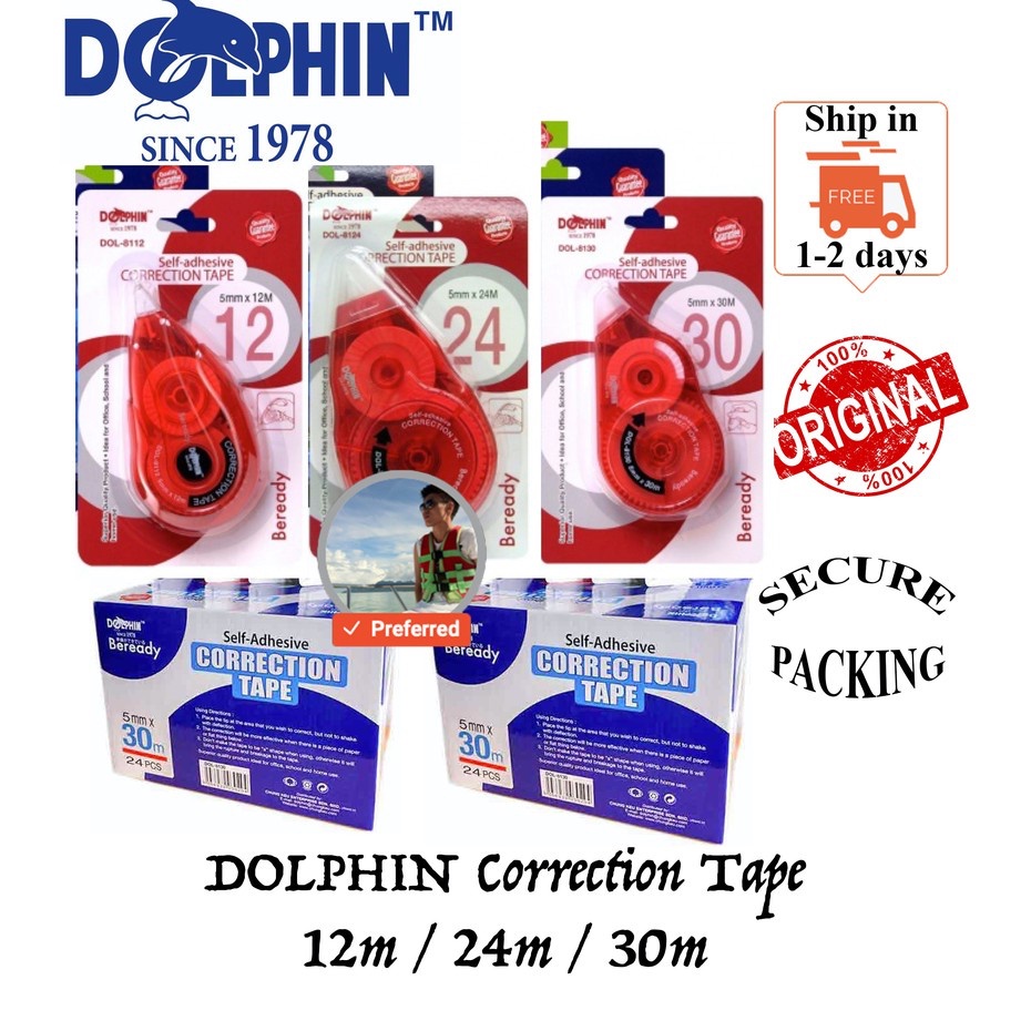 DOLPHIN CORRECTION TAPE DOL8112 / DOL8124 / DOL8130 / DOL8118 / DOL8140 ...