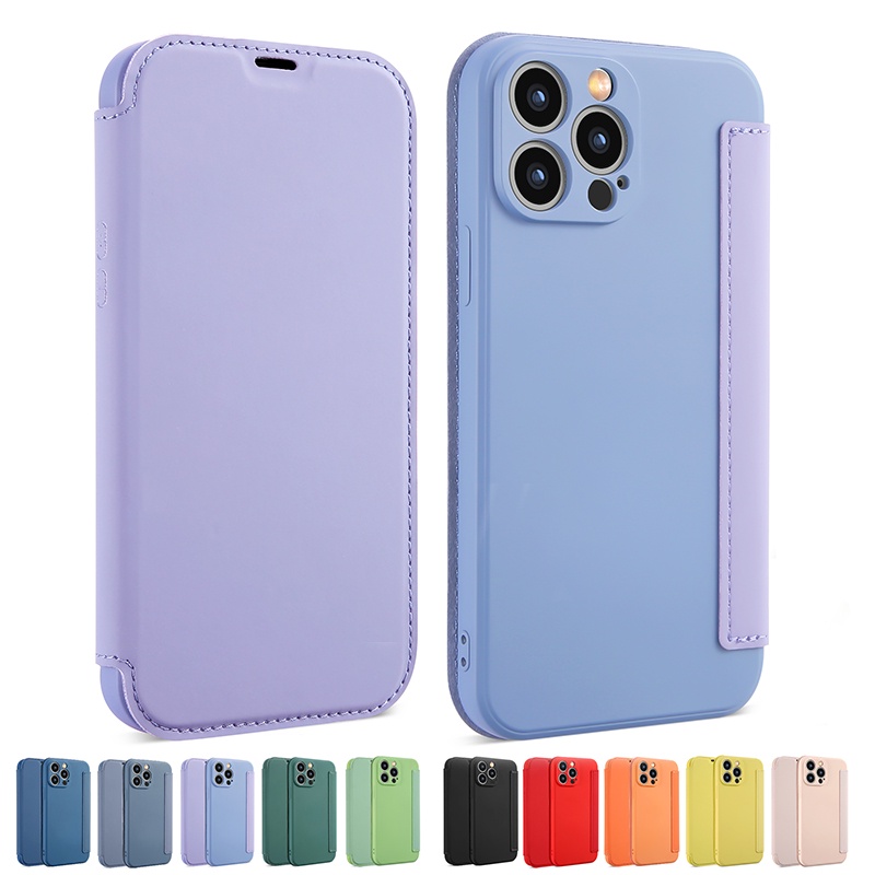 Flip Leather Liquid Silicone Case For iphone 13 Pro Max 13 Mini Lens ...