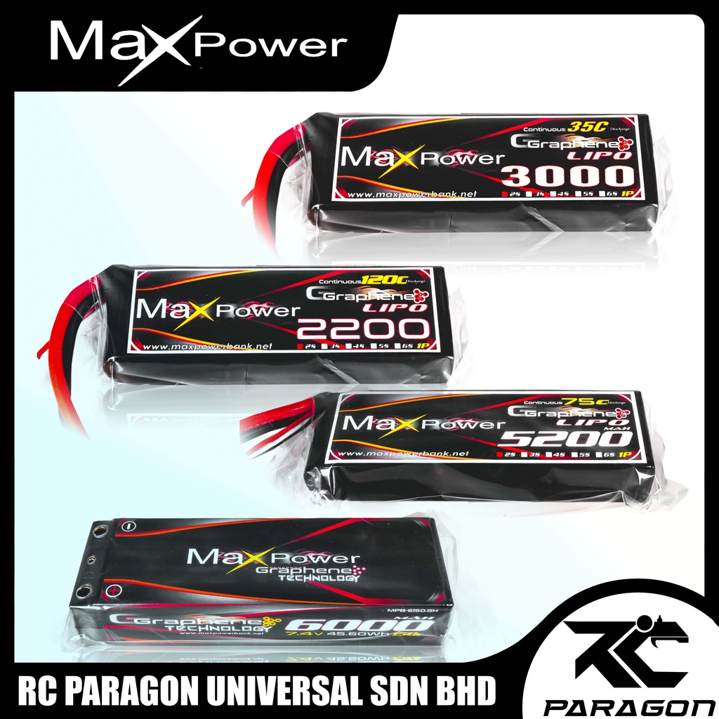 [Official 30 Days Warranty] MaxPower 2S-4S Graphene RC Lipo Battery ...