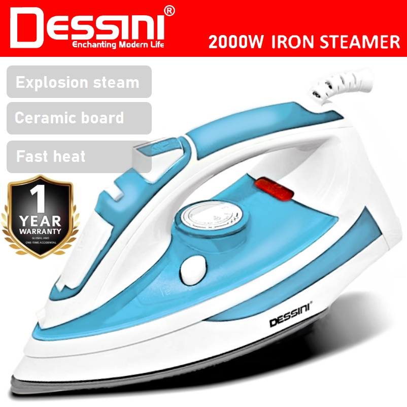 DESSINI ITALY 2000W Electric Ceramic Soleplate Garment Steam Iron ...