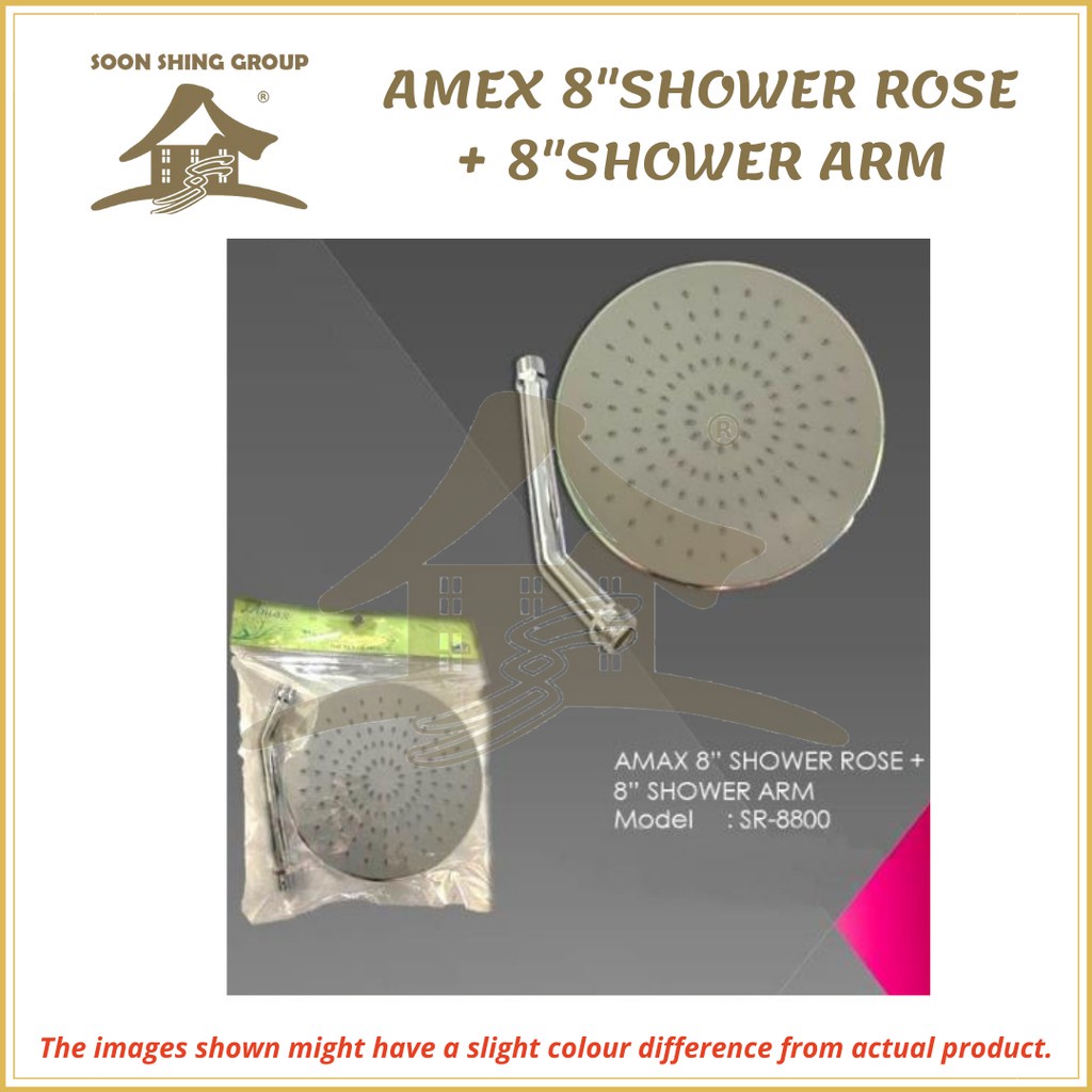 AMEX 8"SHOWER ROSE + 8"SHOWER ARM / HOS MANDI | Shopee Malaysia