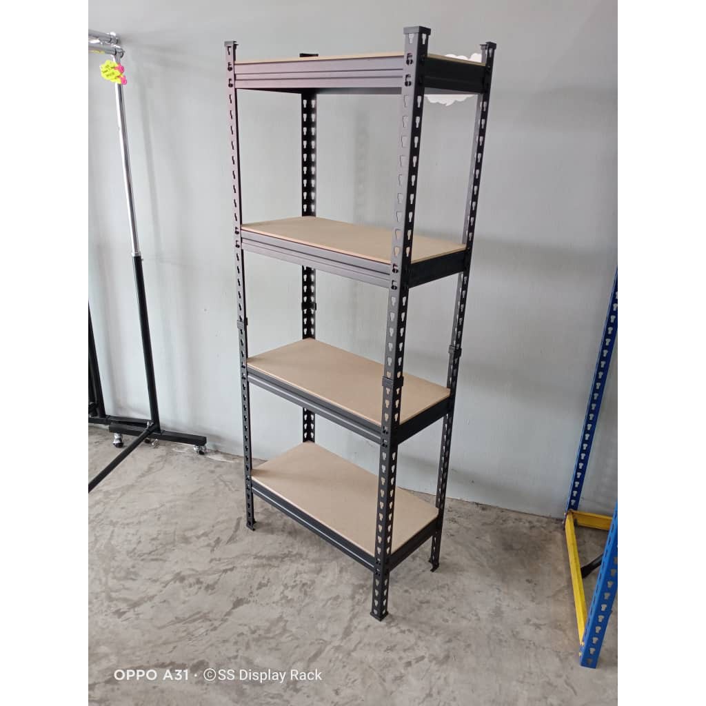 BOLTLESS RACK 4 TIER C/W 8PCS BASE COVER COLOUR BLACK/RAK LETAK & SUSUN ...