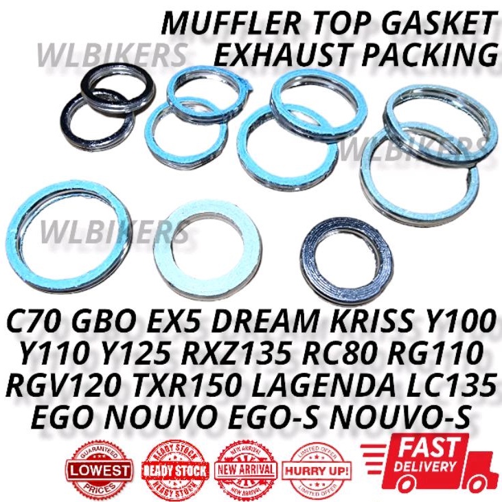MUFFLER TOP GASKET EXHAUST PACKING EX5 W125 DASH KRISS RC80 RG Y100 ...