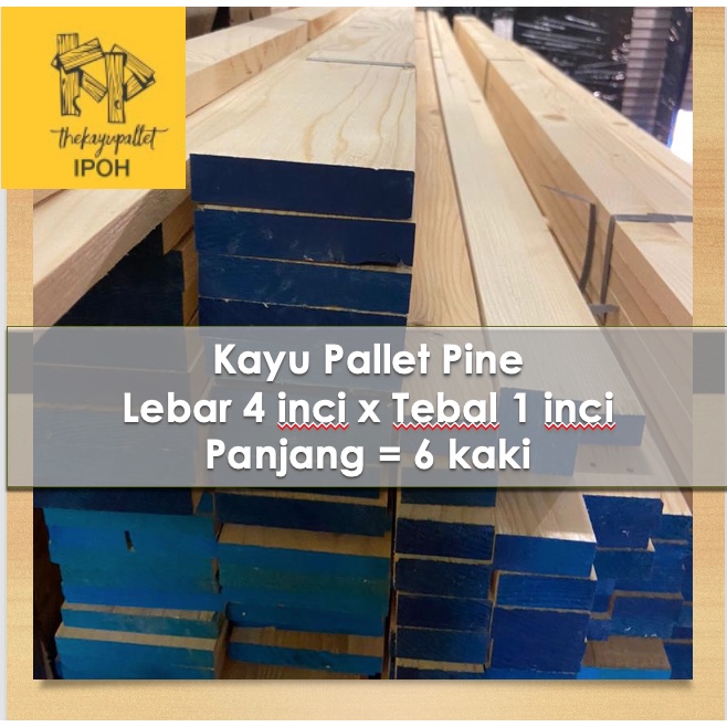 | KAYU PALLET PINE | Baru | 4inci x 1inci | 100mm x 10mm | Panjang 1/2 ...