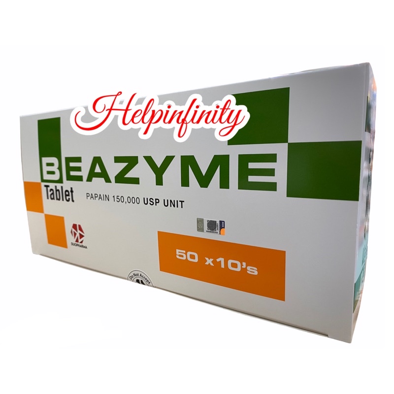 Beazyme Tabs (Papain 150,000 USP Unit) 50 x 10s to Reduce Swelling Sore ...