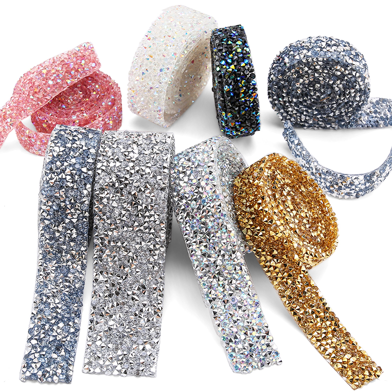 Rhinestones Tape Trim Hot Fix Strass Crystal Sewing Ribbon Appliques ...