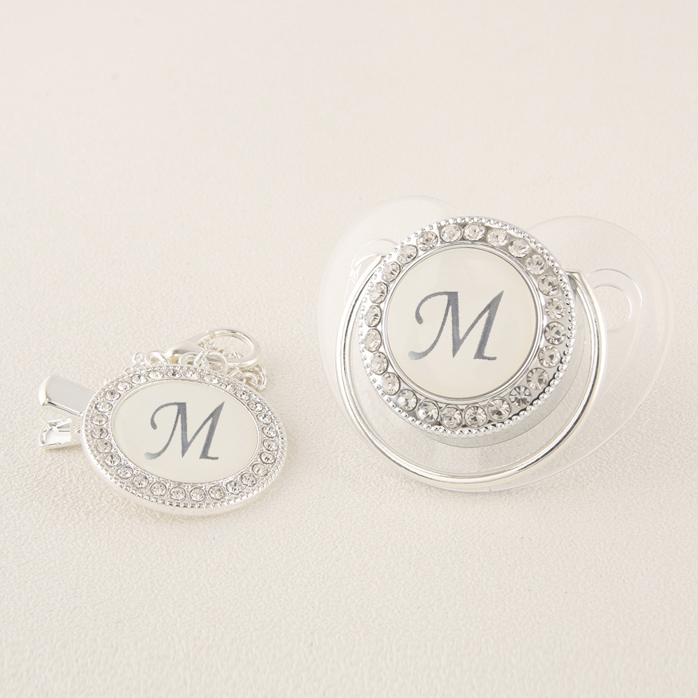 Personalized pacifier, Silver Gold Baby Pacifier with letters and chain ...