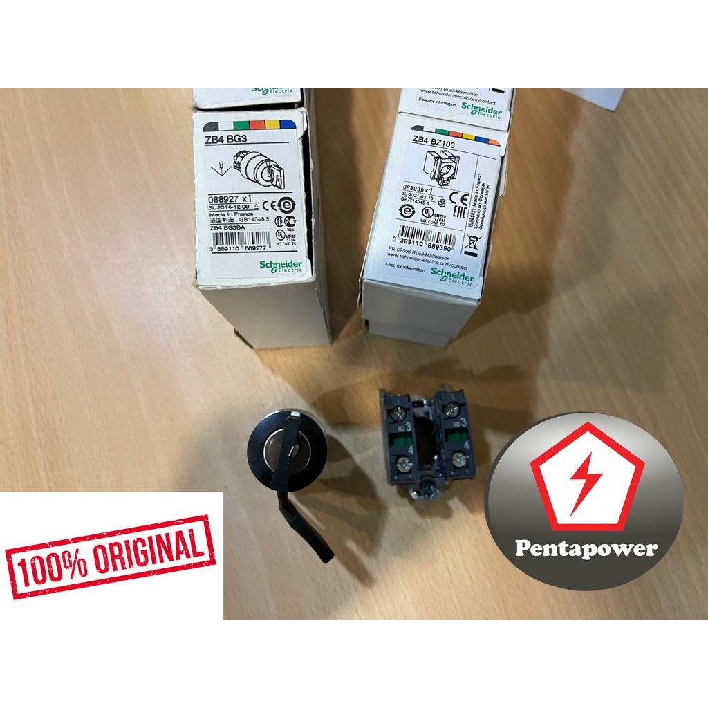 SCHNEIDER XB4BG33 ( ZB4BG3 + ZB4BZ103 ) Key switch selector, metal ...