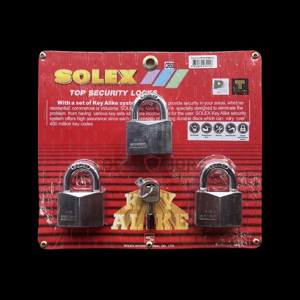 100% ORIGINAL Solex Padlock G5 Anti-Cut Padlock Key Alike System Solex ...