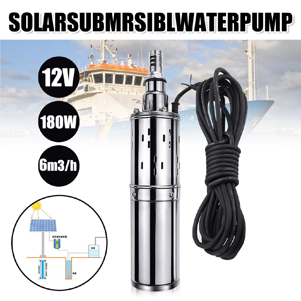 180W 3000L/h Deep Well Pump Screw Submersible Pump DC 12V 24V Efficient ...