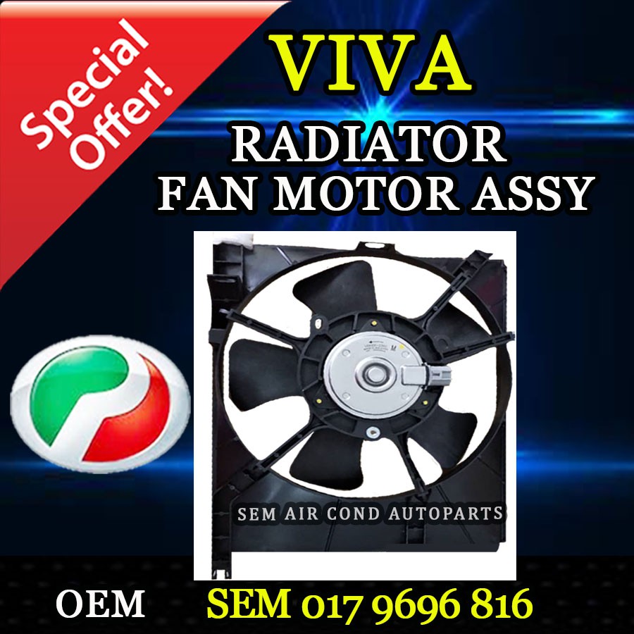 PERODUA VIVA OEM TAIWAN NEW RADIATOR/ RAD FAN MOTOR ASSY SET MODIFY TO ...