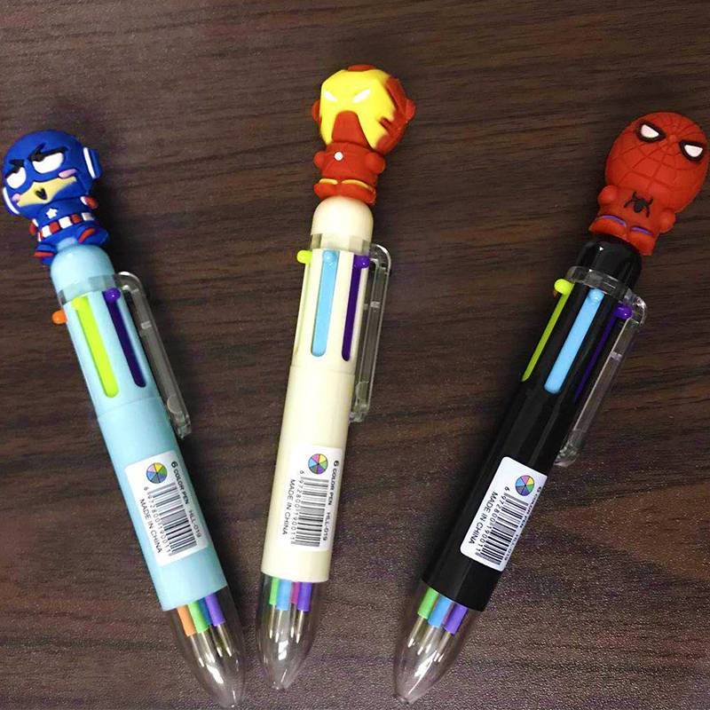 Cute Cartoon Spiderman Captain America iron Man 6 Colors Ballpoint Pen ...