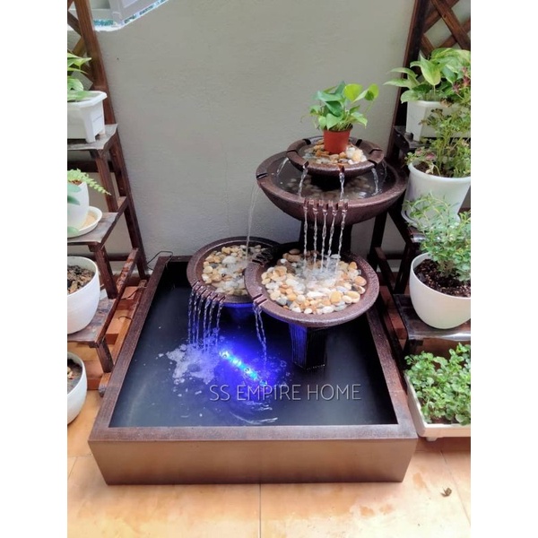 S08 Brown Feng Shui 3x3 Water Pond Fountain Garden Water Feature ...