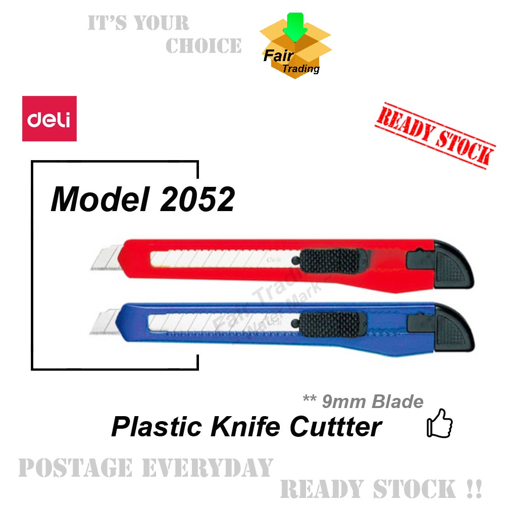 Pisau Pemotong Plastik Plastic Knife Cutter 9mm Snap Off Slide Blade ...