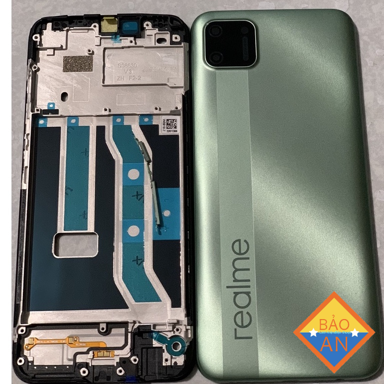 Realme c11 Cover Set (Including, Ribs, Back, Keys, Orange Glass With ...