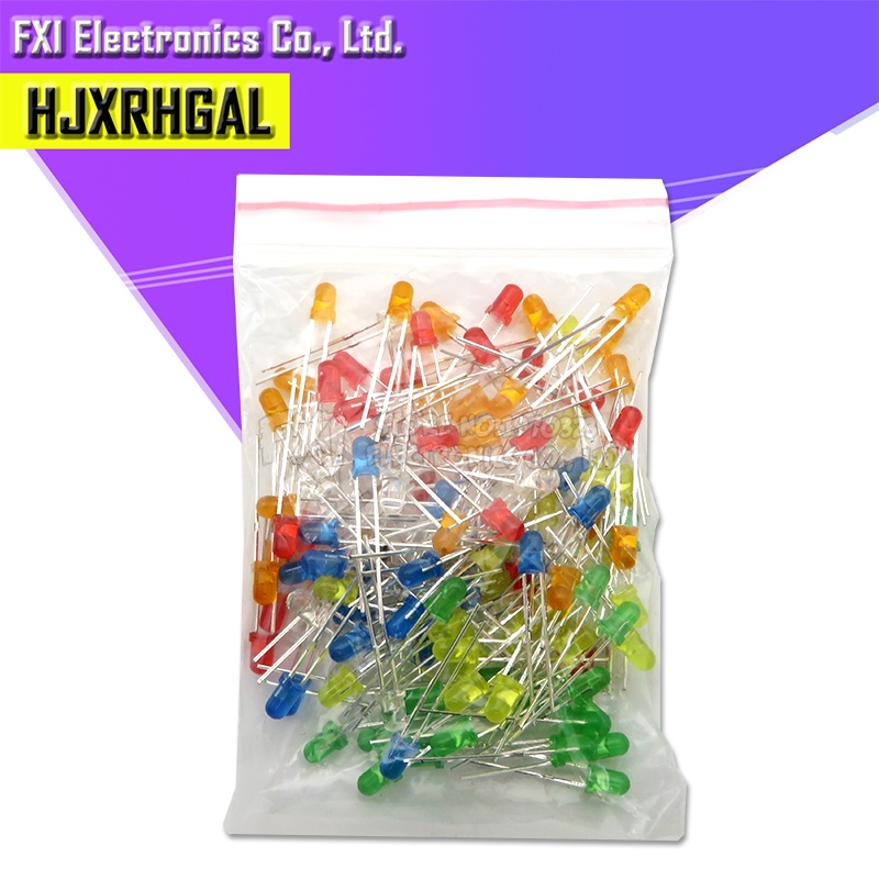 120pcs 6color X 20pcs 3mm LED Light Assorted Kit DIY LEDs Set White Yellow Red Green Blue Orange ...