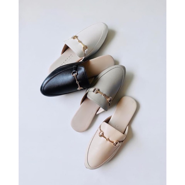 Plain Leather Mules with Buckles ( ADD ONE SIZE ) | Shopee Malaysia