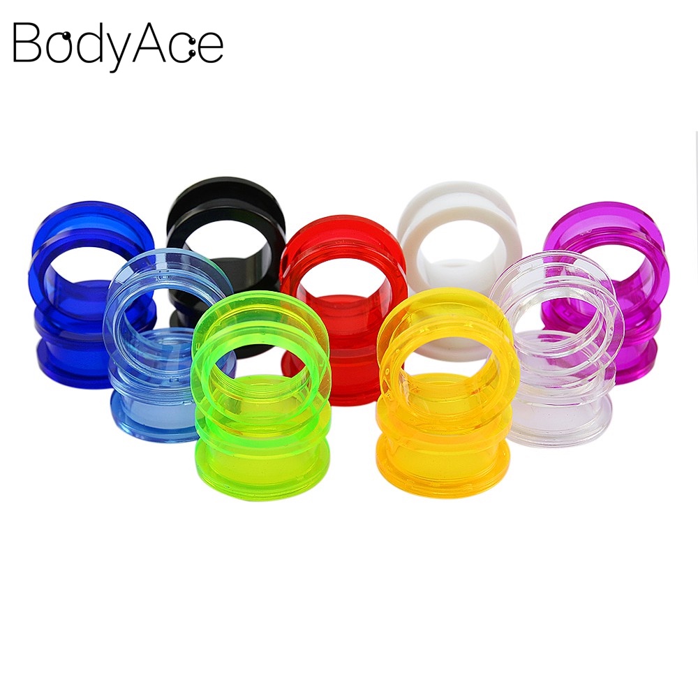 Bodyace 9 Colors Translucent Ear Gauges Ear Expander Fashion UV Acrylic ...