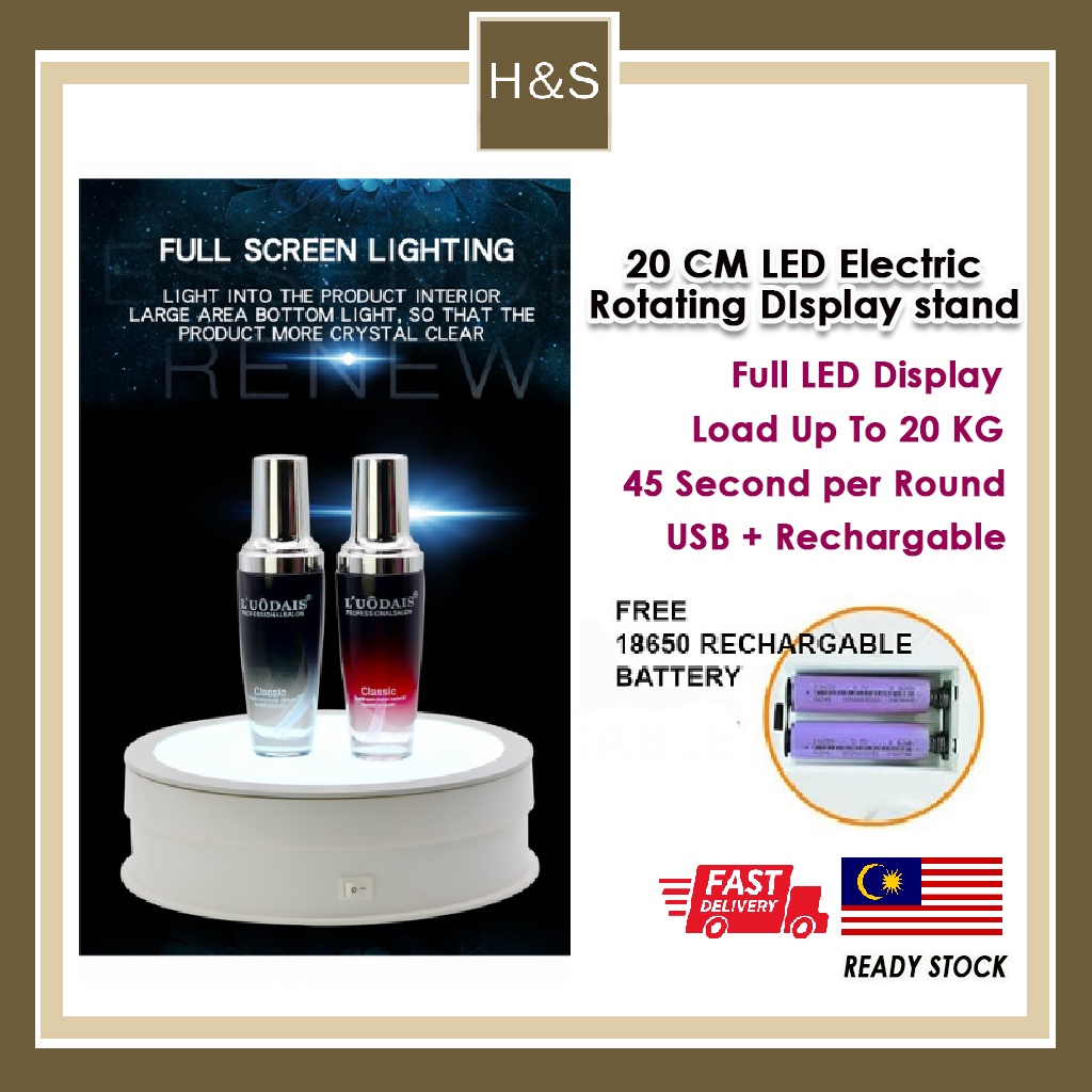 Ready Stock NEW!! 20cm LED Electric Rotating Display stand Photography ...
