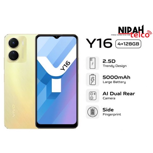 VIVO Y16 new model 4GB RAM 64GB ROM | 128GB ROM | 5000mAh USB Type-C | Splash proof | original ...