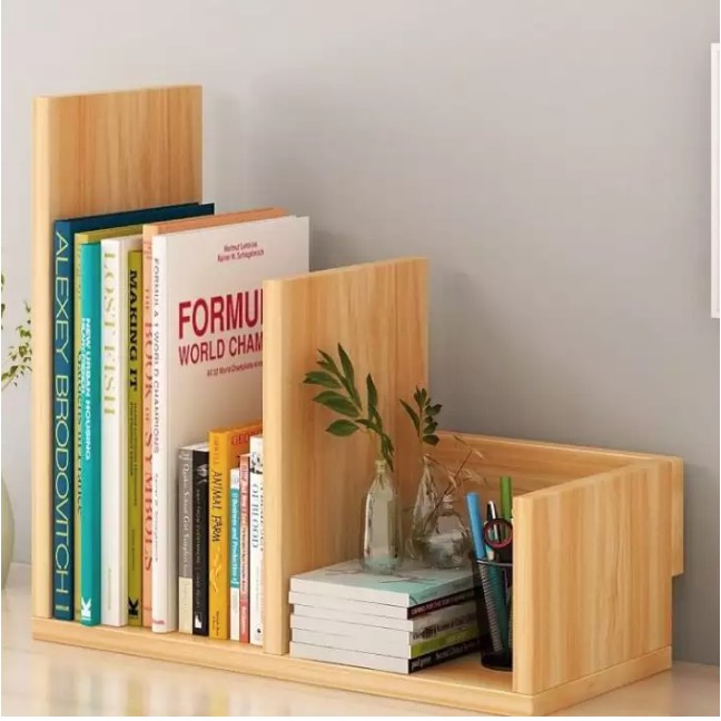 Sturdy Wooden Table Top Book Rack Book Shelf Table Organizer Rak Buku ...