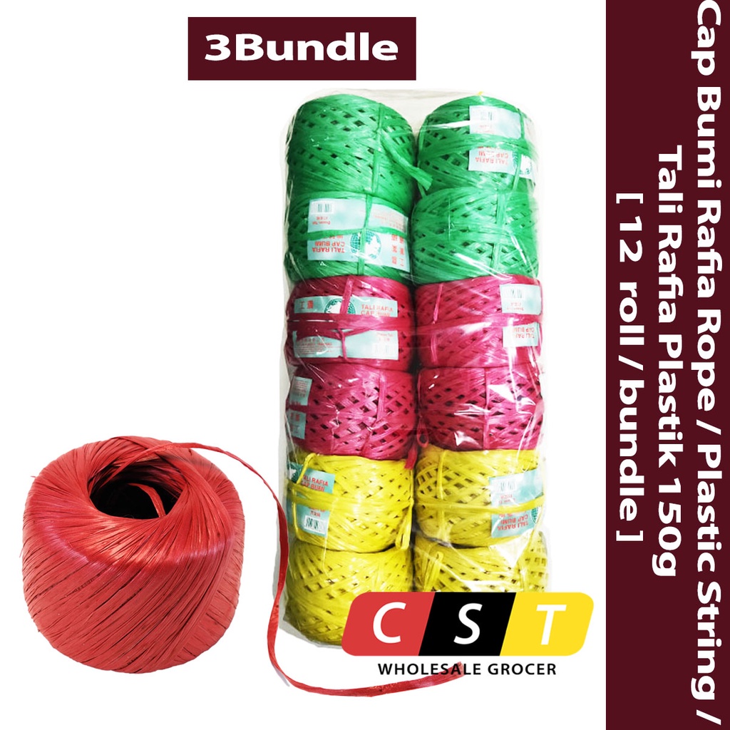Cap Bumi Rafia Rope Tali Rafia Plastik Plastic String 150g (12 Rolls x ...