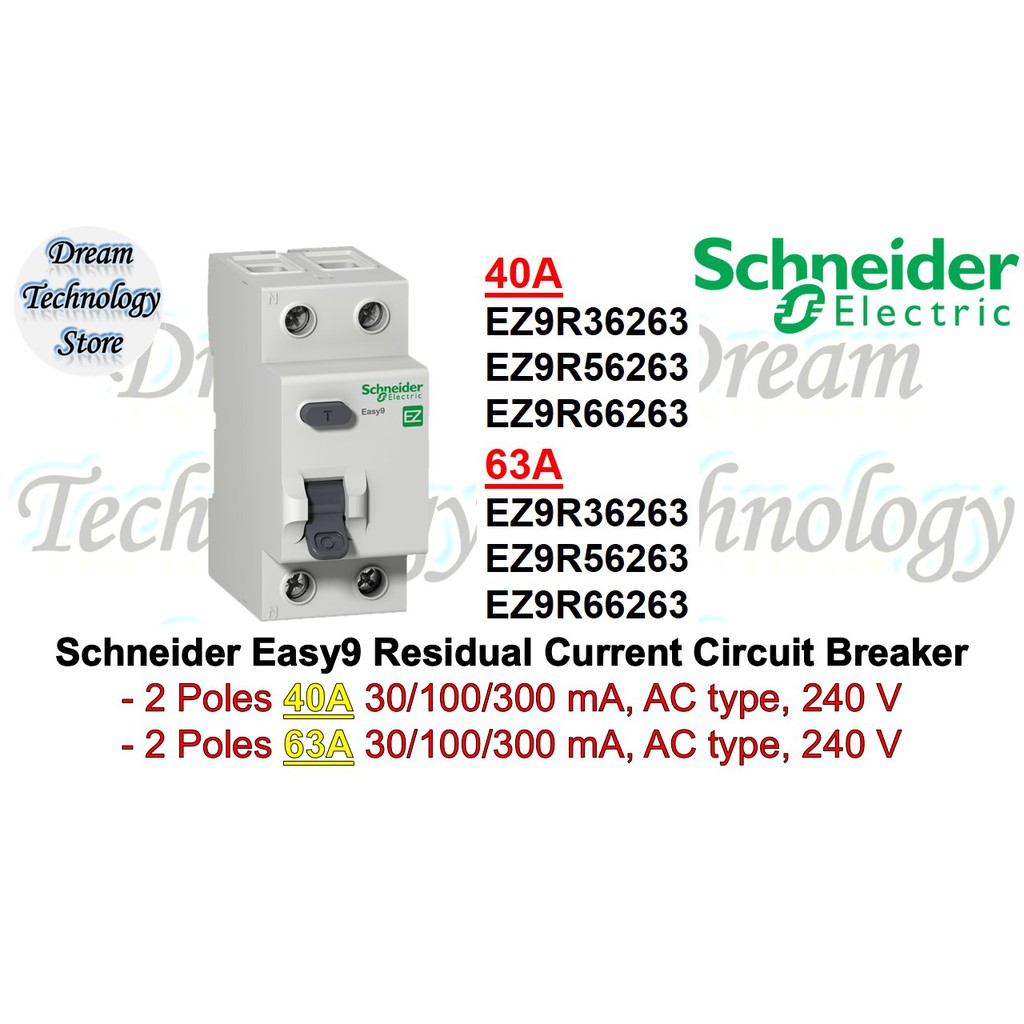 Schneider RCCB, ELCB, RCD, Easy9 Residual Current Circuit Breaker ...