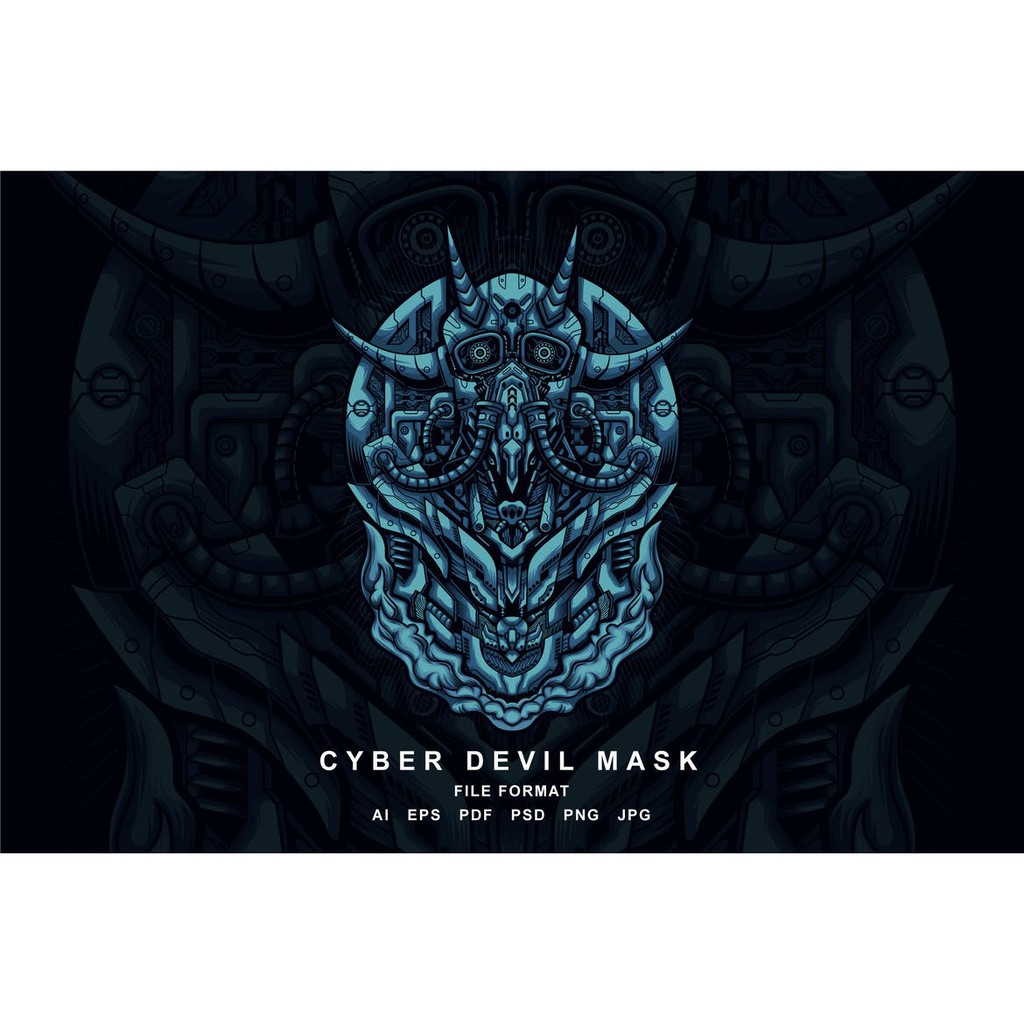Cyber Devil Mask Cyberpunk Graphics / Illustrations Logo | Shopee Malaysia