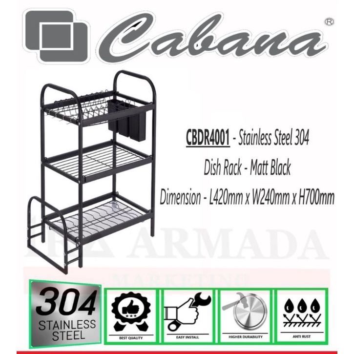 Cabana cbdr4001 Stainless Steel 304 Dish Layer Rak Pinggan Besi Sinki ...