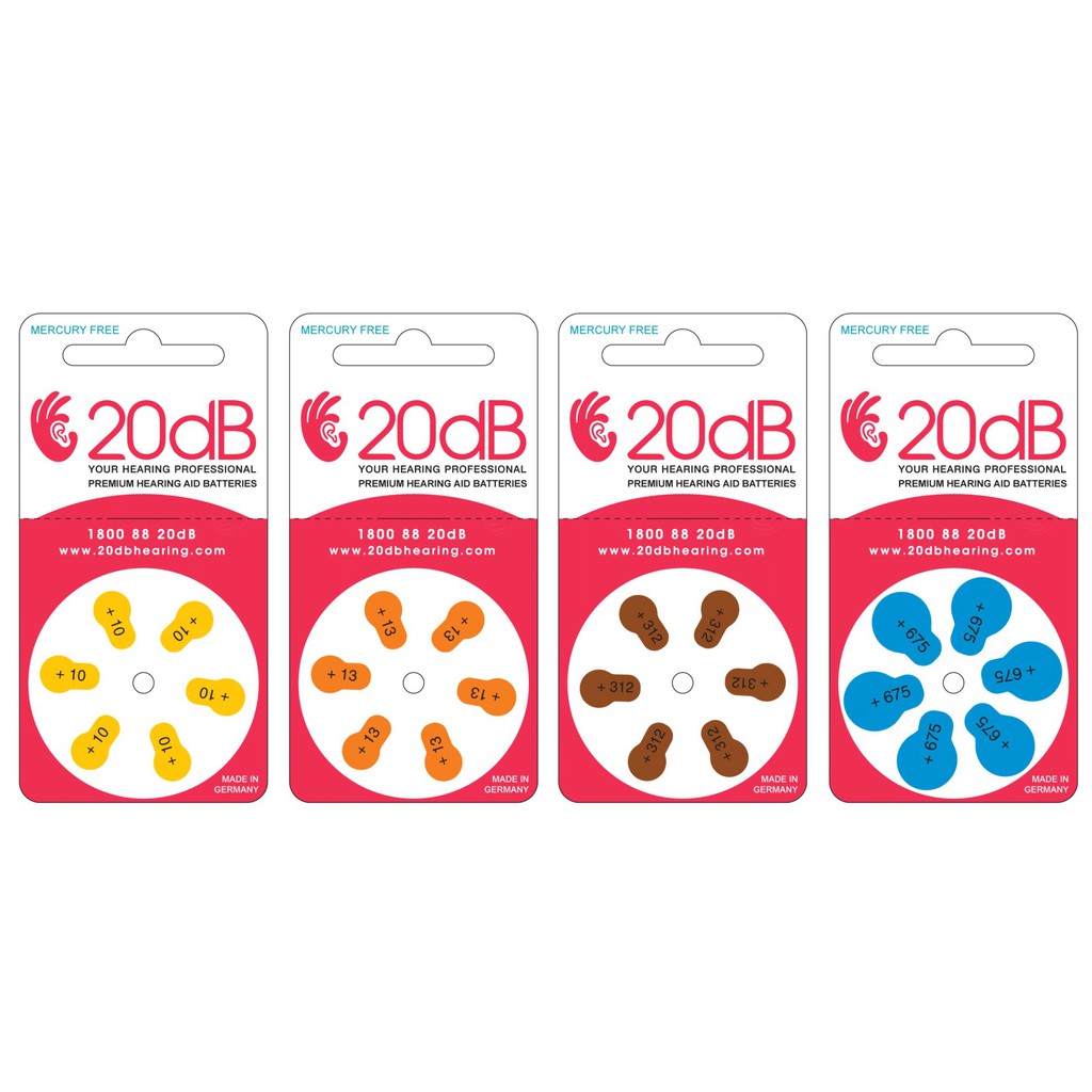 [FREE SHIPPING] 20dB Hearing Aid Battery All Sizes - 10 Packets (60 ...