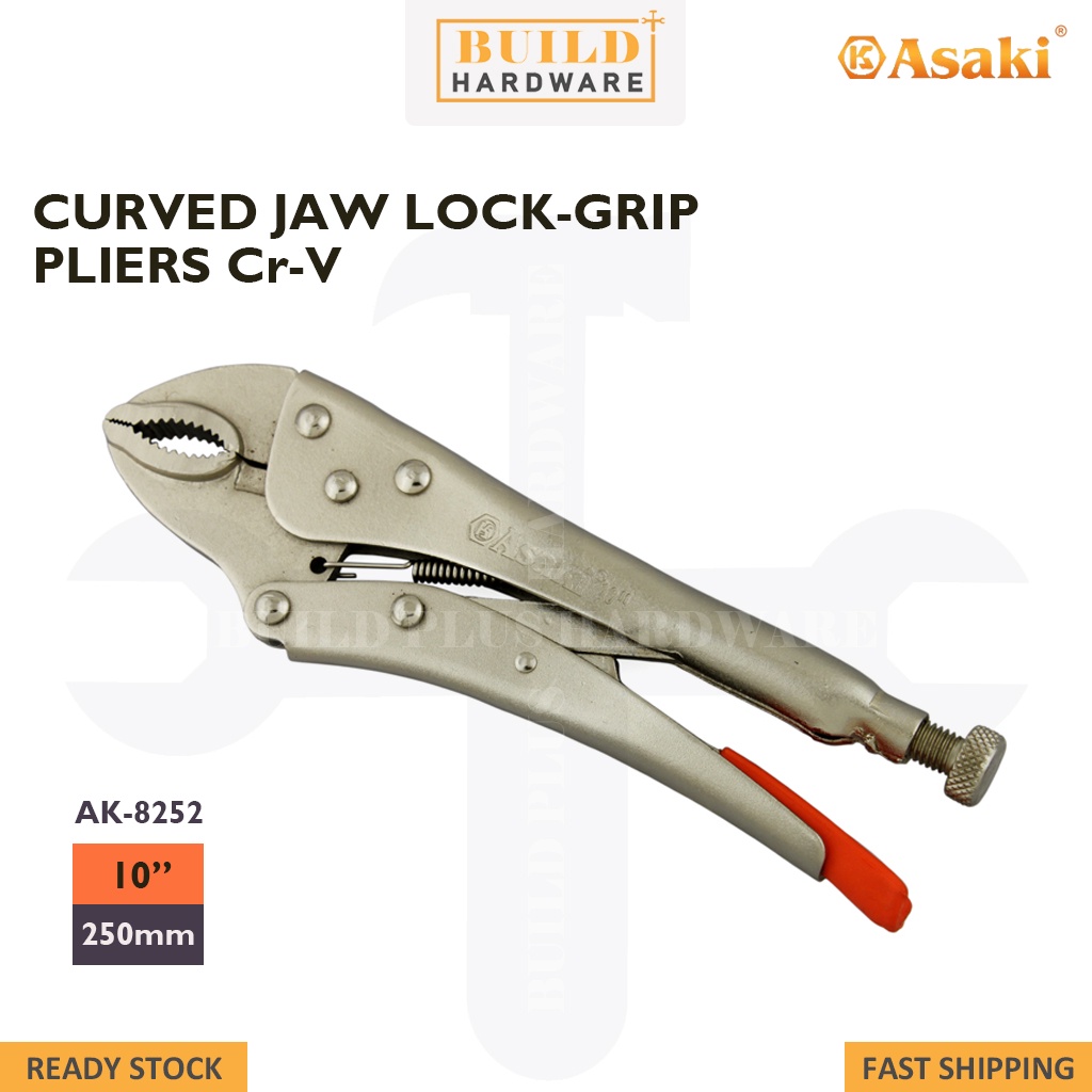 ASAKI Curved Jaw Lock-Grip Pliers Cr-V 10" 葫芦嘴大力钳 AK-8252 Vise Grip ...