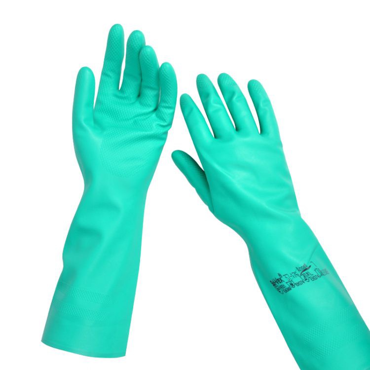 Chemical Glove Green Heavy Duty Nitrile Acid Resistance Ansell Alphatec ...