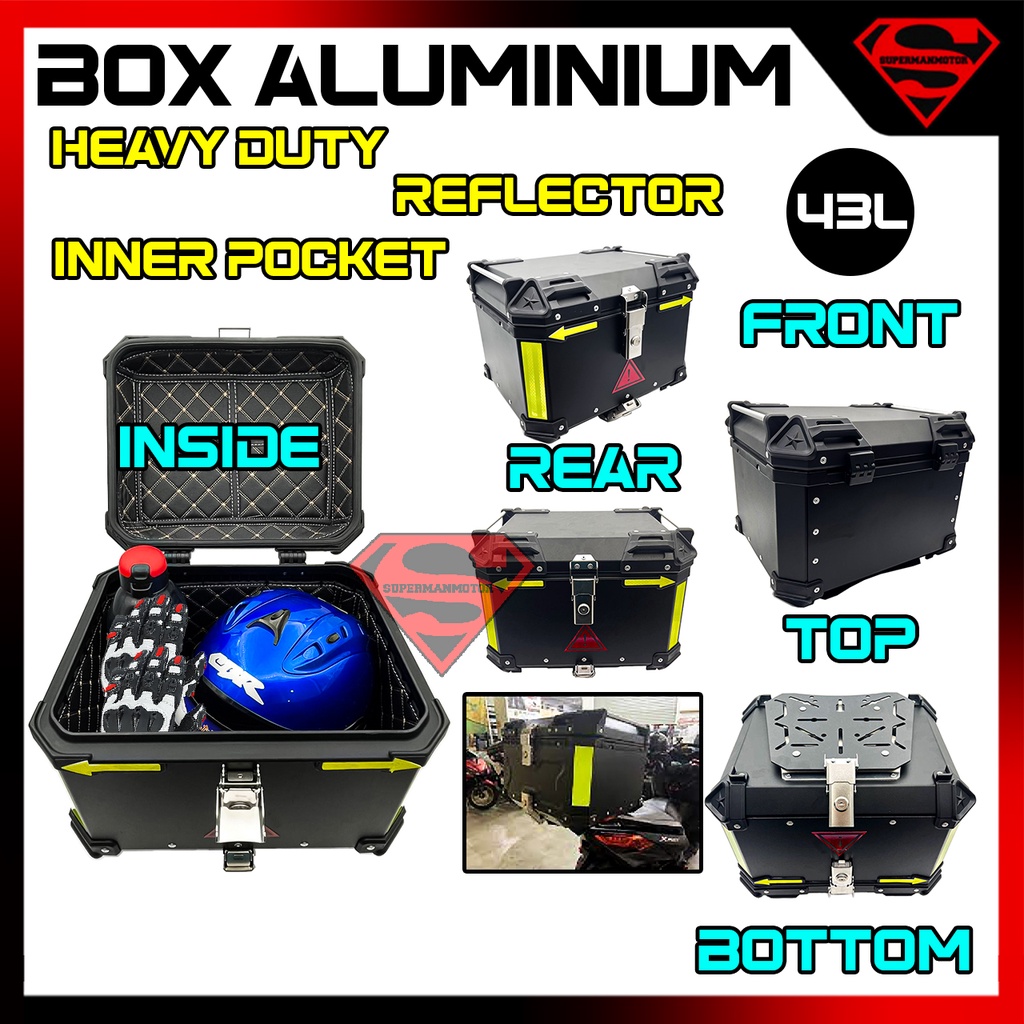 CLEARANCE - TOP BOX KOTAK MOTOR MOTORSIKAL ALUMINIUM 45L | Shopee Malaysia