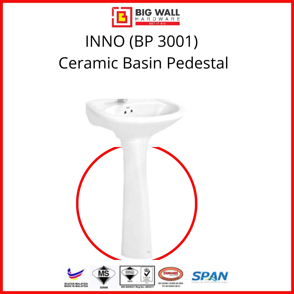 INNO (BP 3001) Ceramic Basin Pedestal Kaki Sink / Kaki Basin Big Wall ...